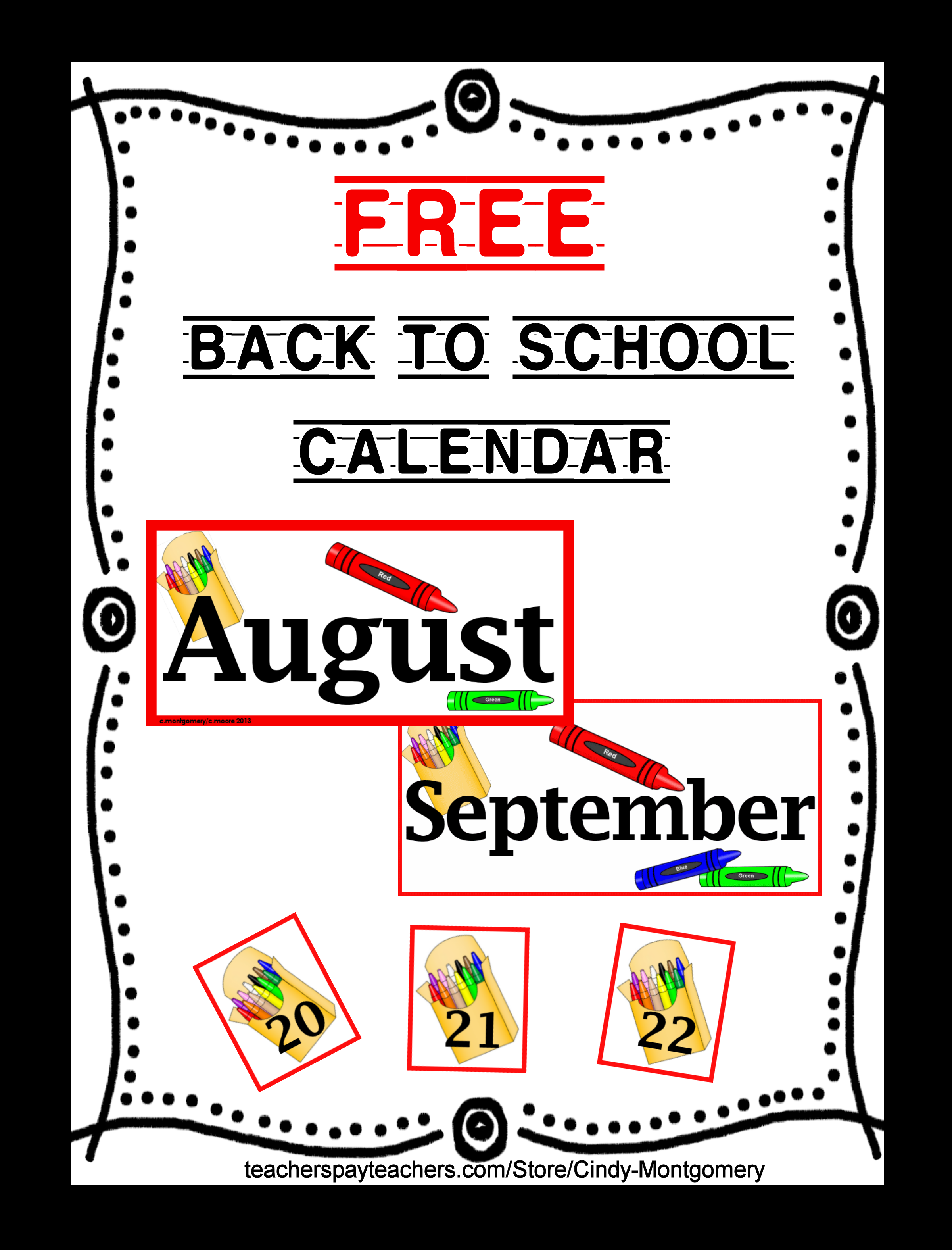 Back to School Calendar Freebie! | Every Day Is The Weekend