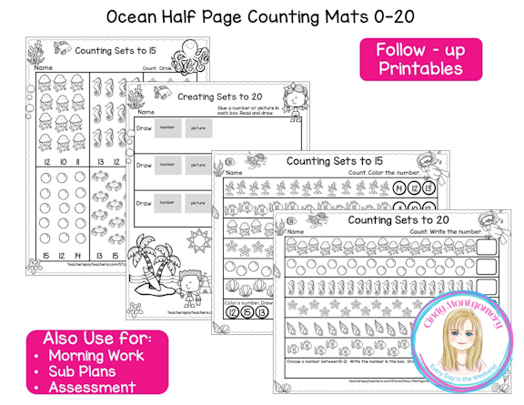 Print Your Own Ocean Math Mats 0 - 20 | Every Day Is The Weekend