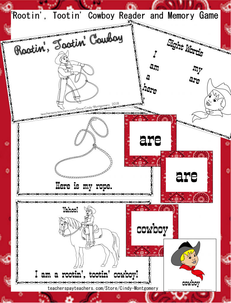 Rootin', Tootin' Cowboy Emergent Reader, Memory Game, and Practice ...