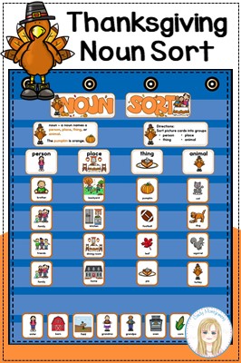Thanksgiving Noun Sort and Math Center Activities | Every Day Is The ...